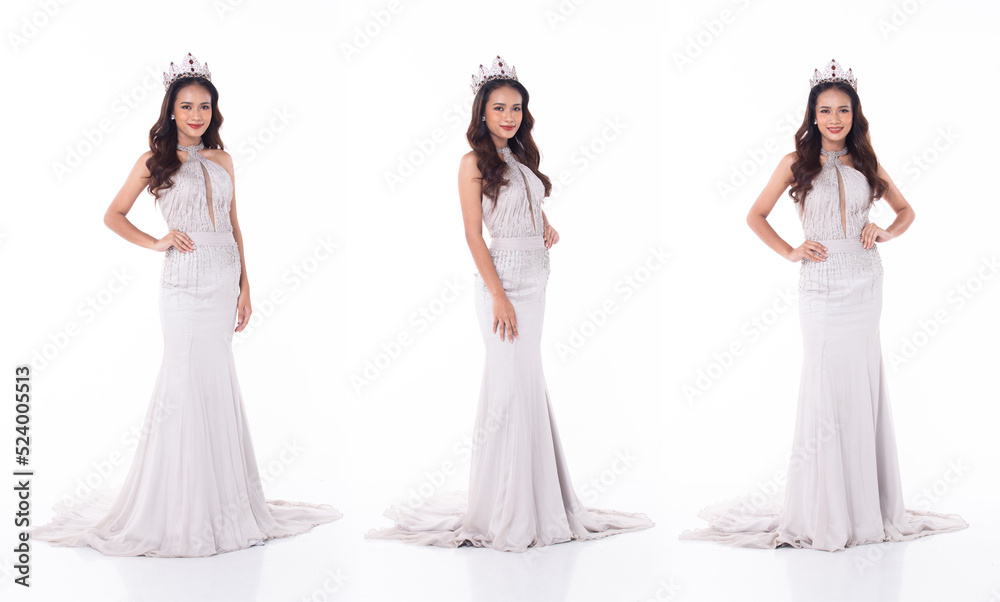 Collage Group full length Figure of 20s Asian Woman Miss beauty pageant ...