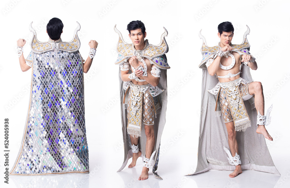 Beautiful Asian man wear Thai Traditional Costume as Thailand National ...