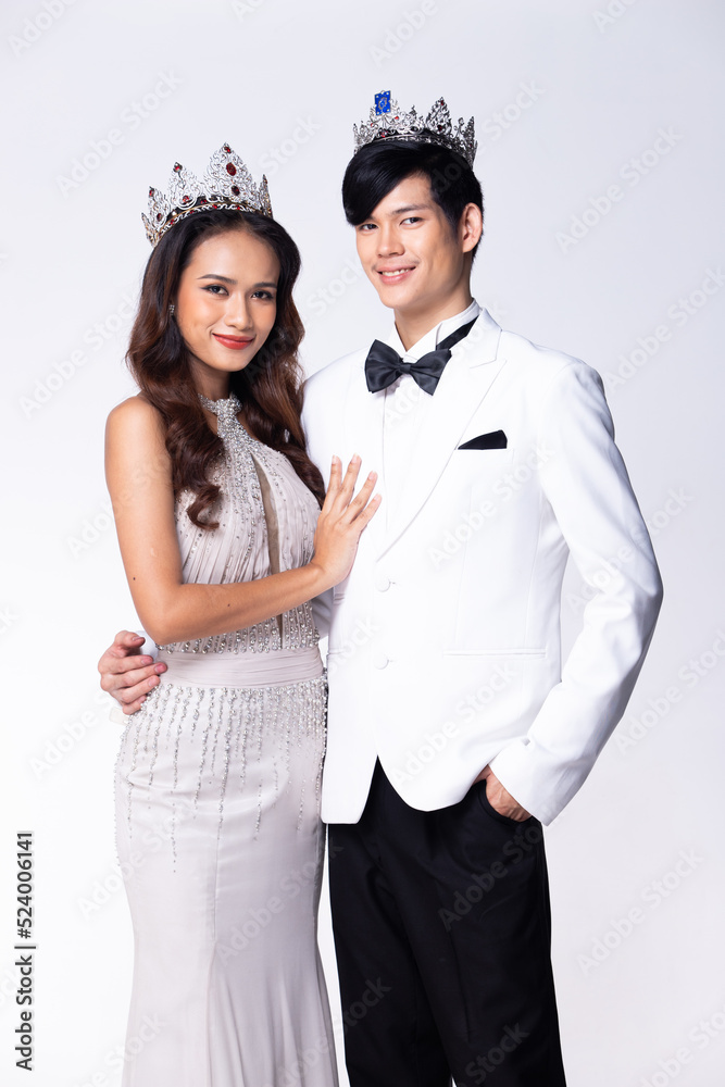 Collage Group half body Figure of 20s Asian two Woman man Miss beauty ...