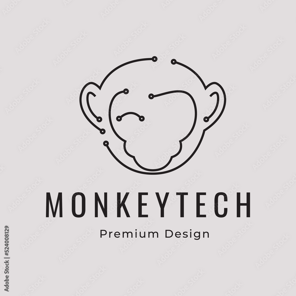 head monkey tech logo design vector graphic illustration Stock Vector ...