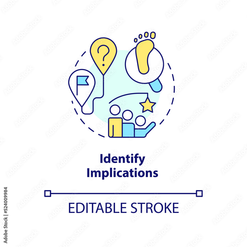 Identify implications concept icon. Impact on business. Trend ...