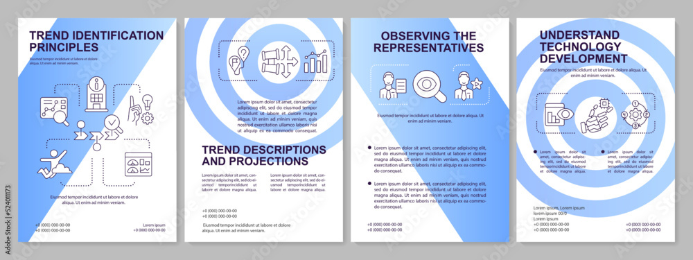 Trend identification blue brochure template. Market research. Leaflet ...