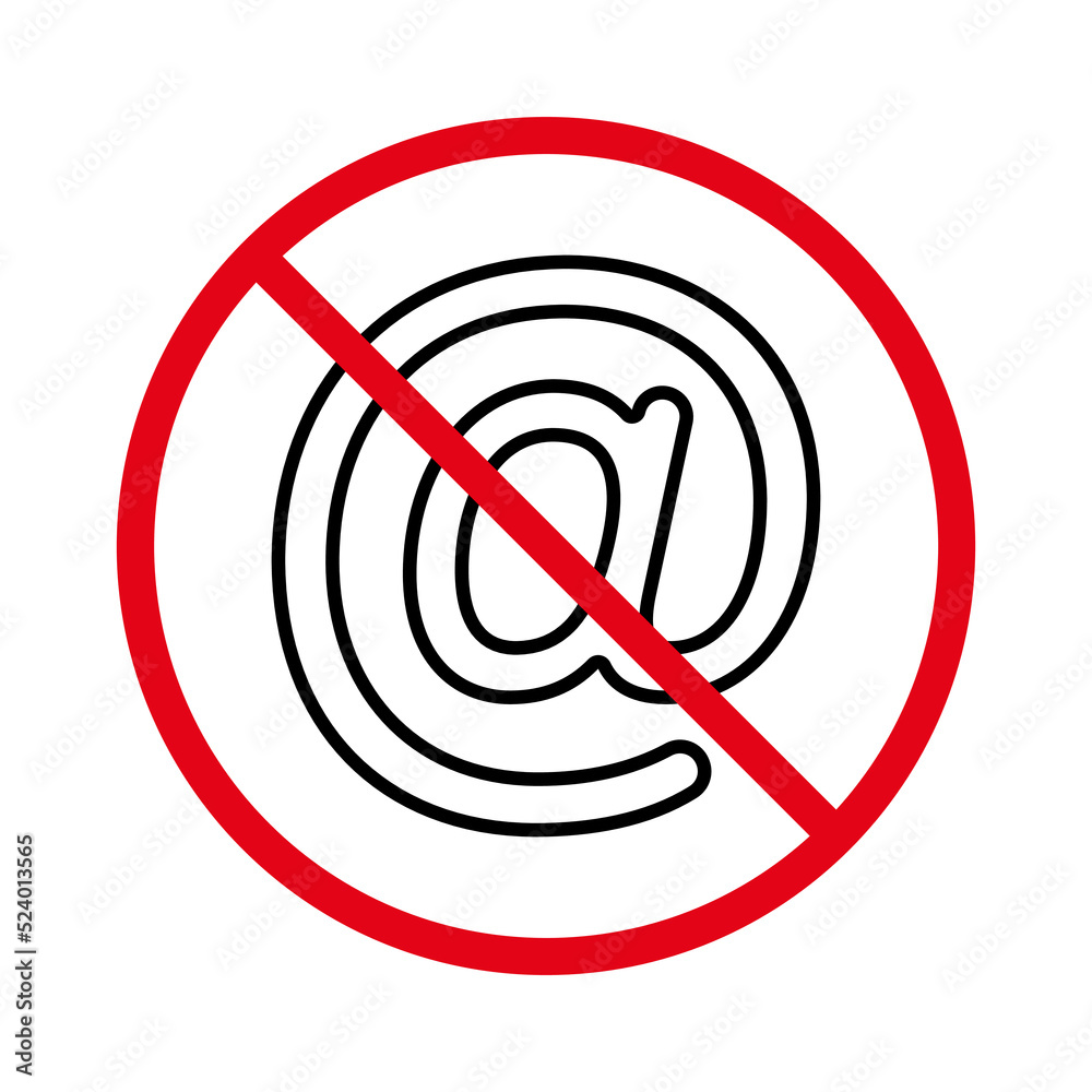 Caution No Allowed E-mail Spamming. Prohibited At Sign. Ban Email Spam ...