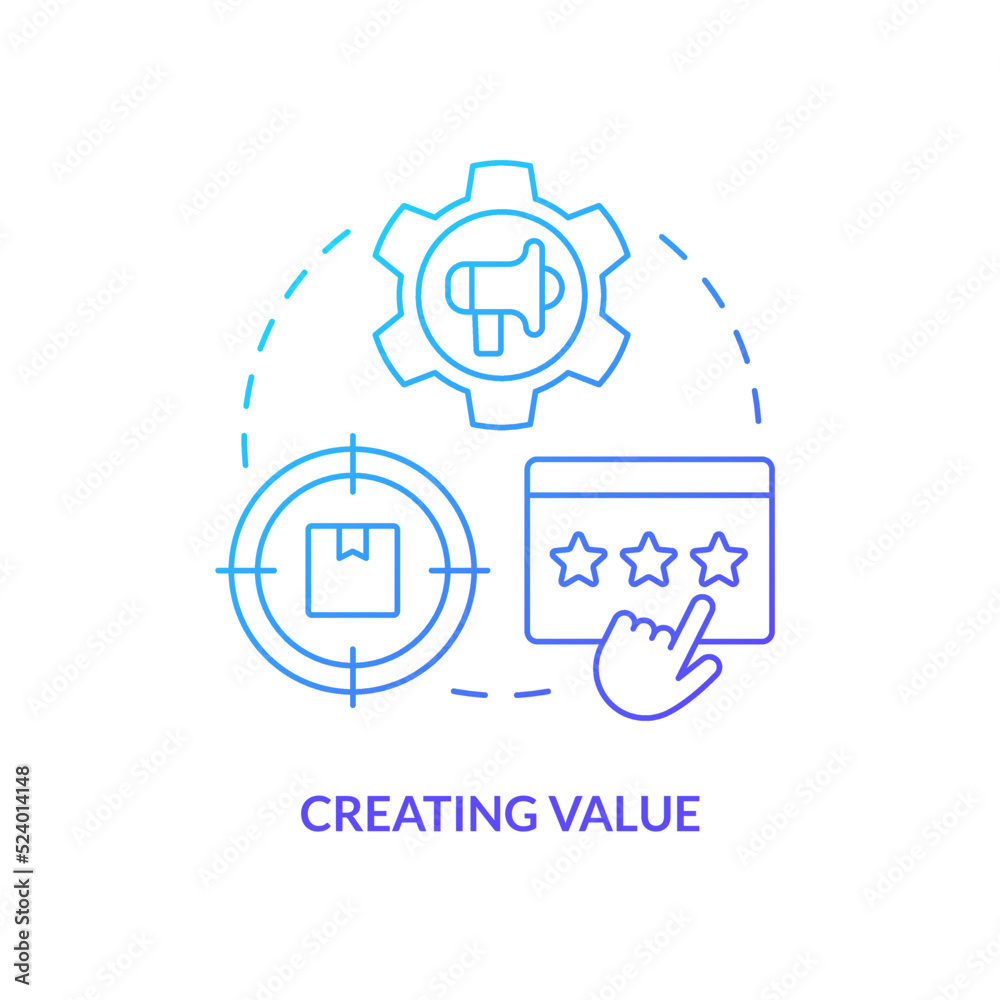 Creating value blue gradient concept icon. Startup consulting field ...