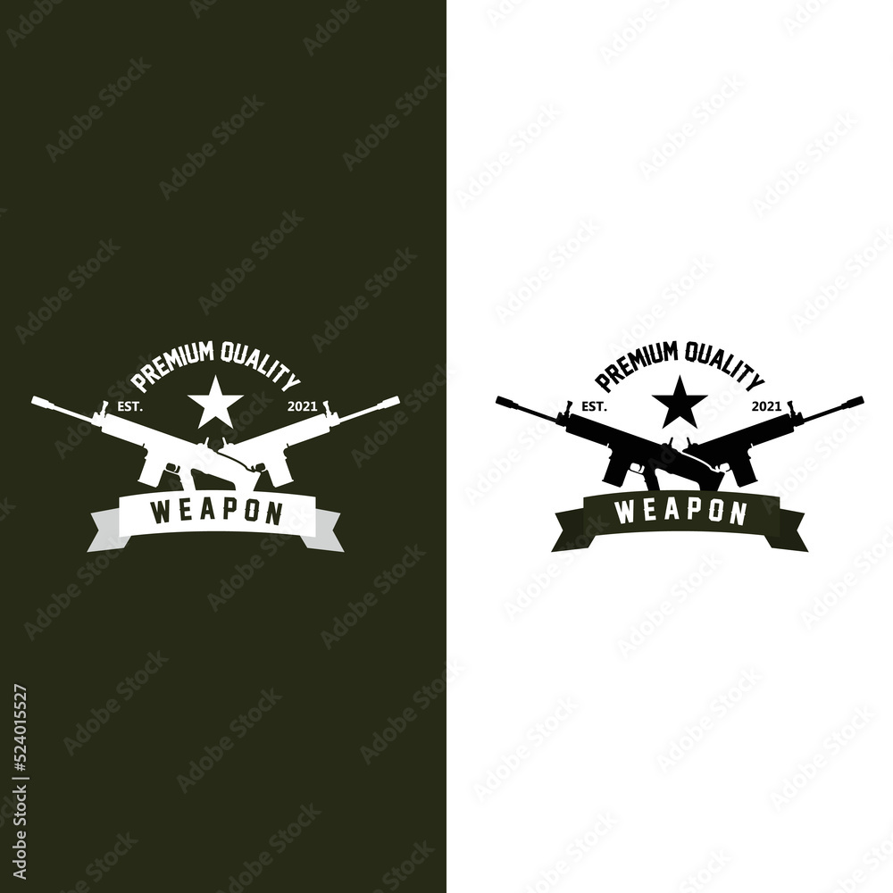 Automatic weapon logo vector icon. Battle weapons. Pistols, rifles ...