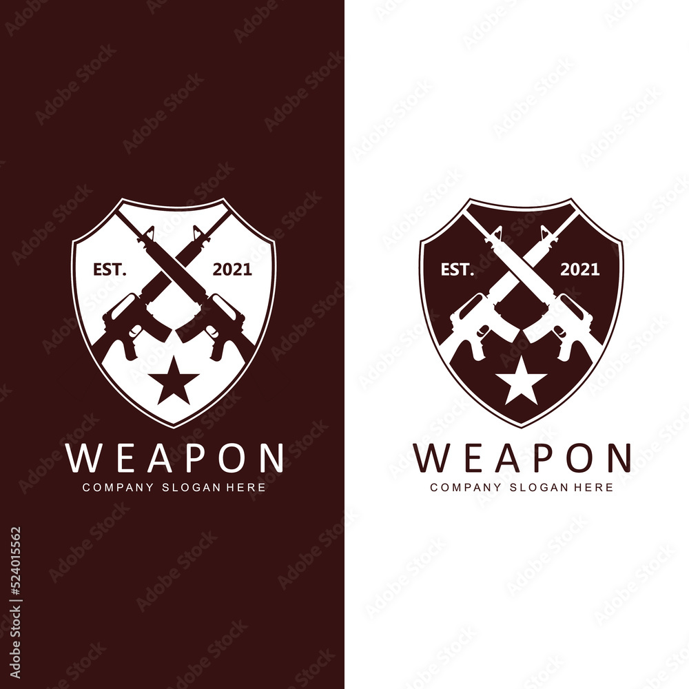 Automatic weapon logo vector icon. Battle weapons. Pistols, rifles ...