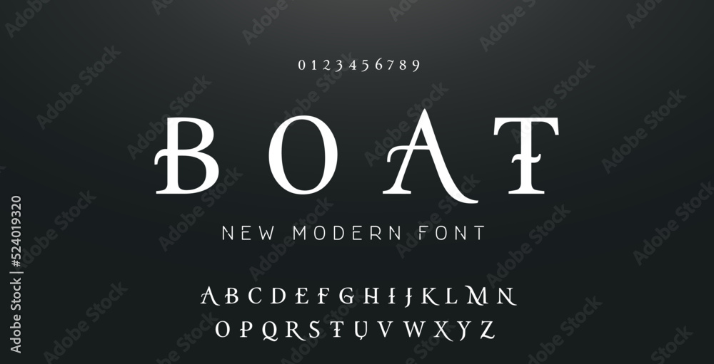 BOAT Sports minimal tech font letter set. Luxury vector typeface for ...