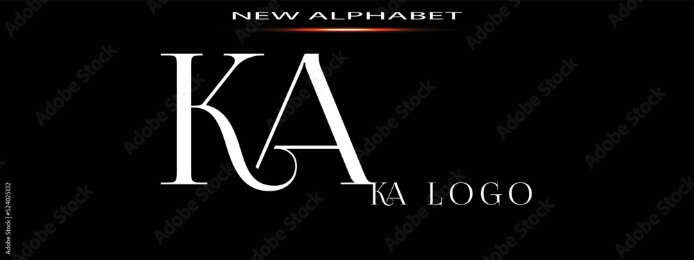 Monogram KA LOGO Abstract Fashion font alphabet. Minimal modern urban ...