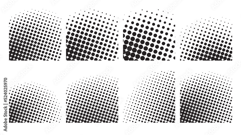 halftone square shapes background design vector set of eight Stock ...