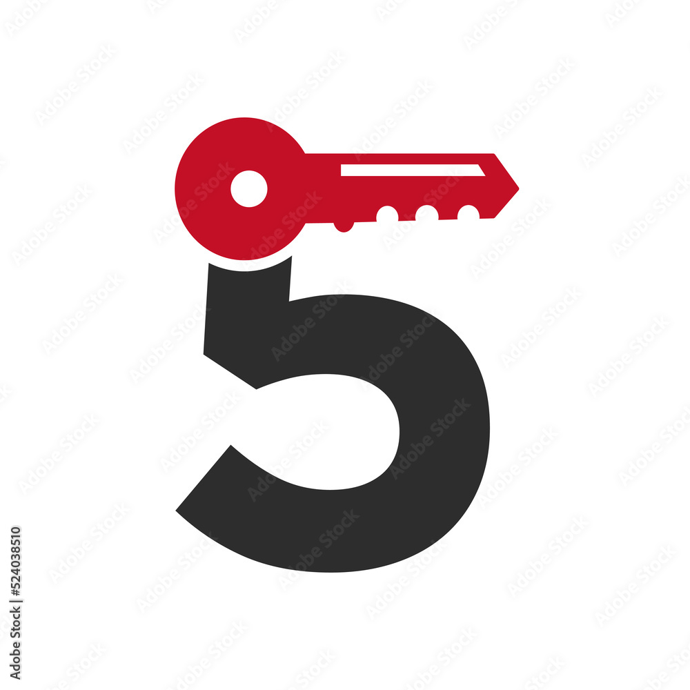 Letter 5 Key Logo Combine With House Locker Key For Real Estate and ...