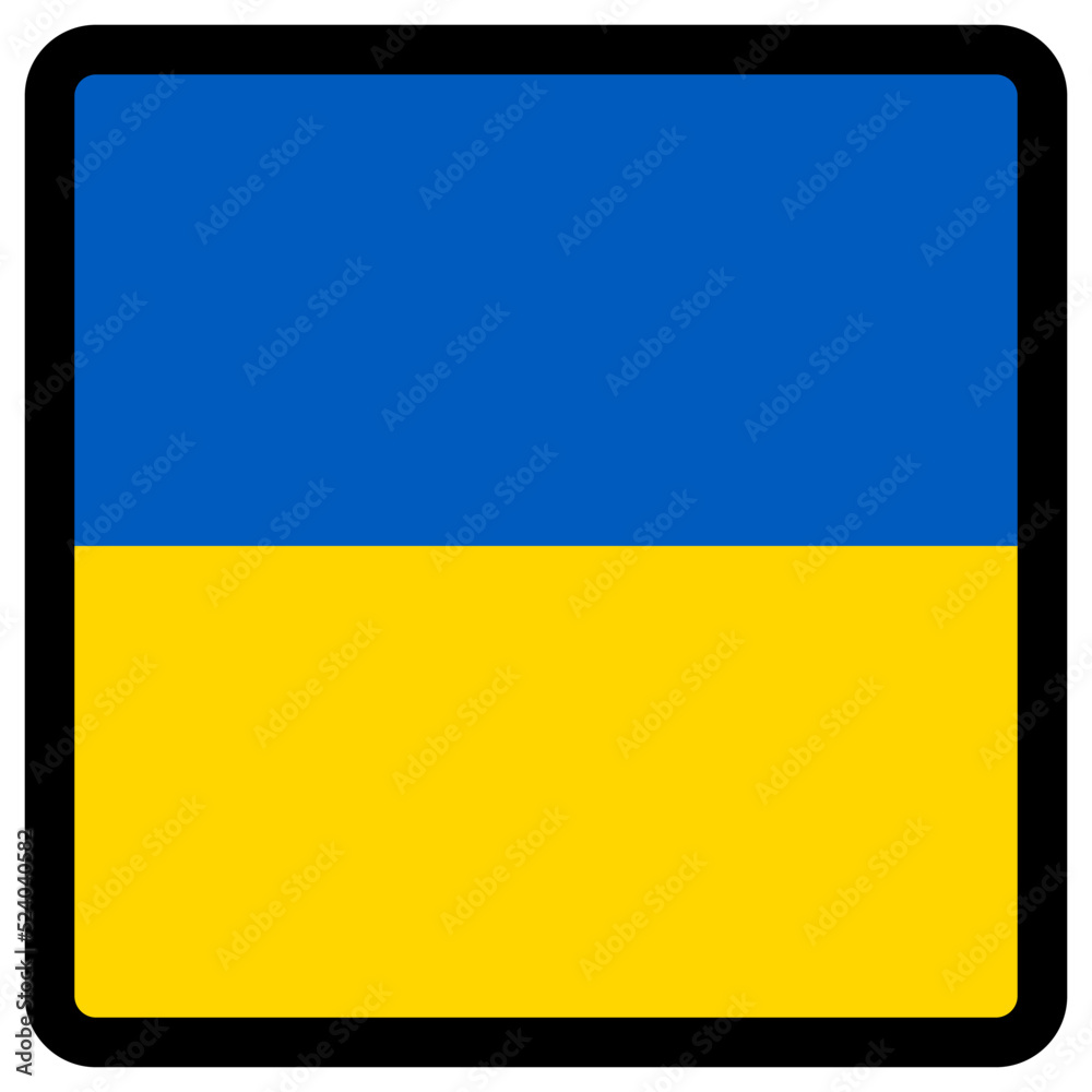 Flag of Ukraine in the shape of square with contrasting contour, social ...