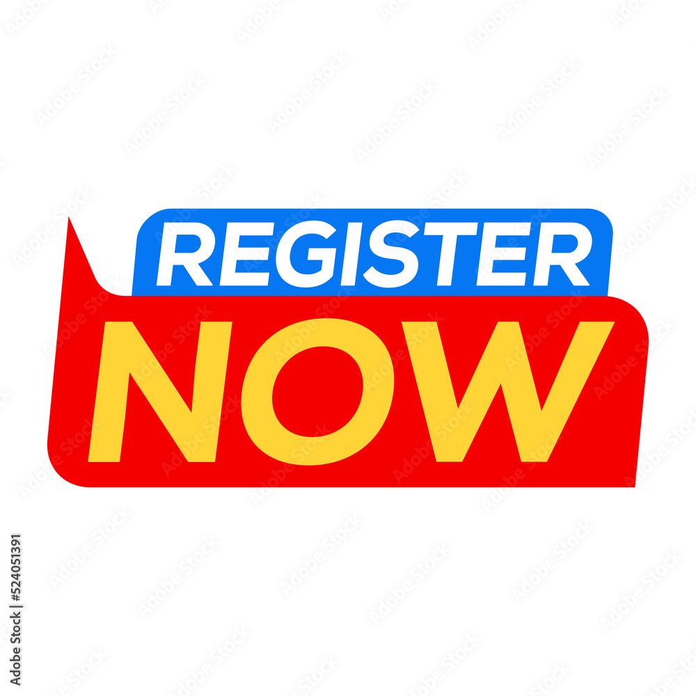 register now banner flat style vector art for apps and websites Stock ...
