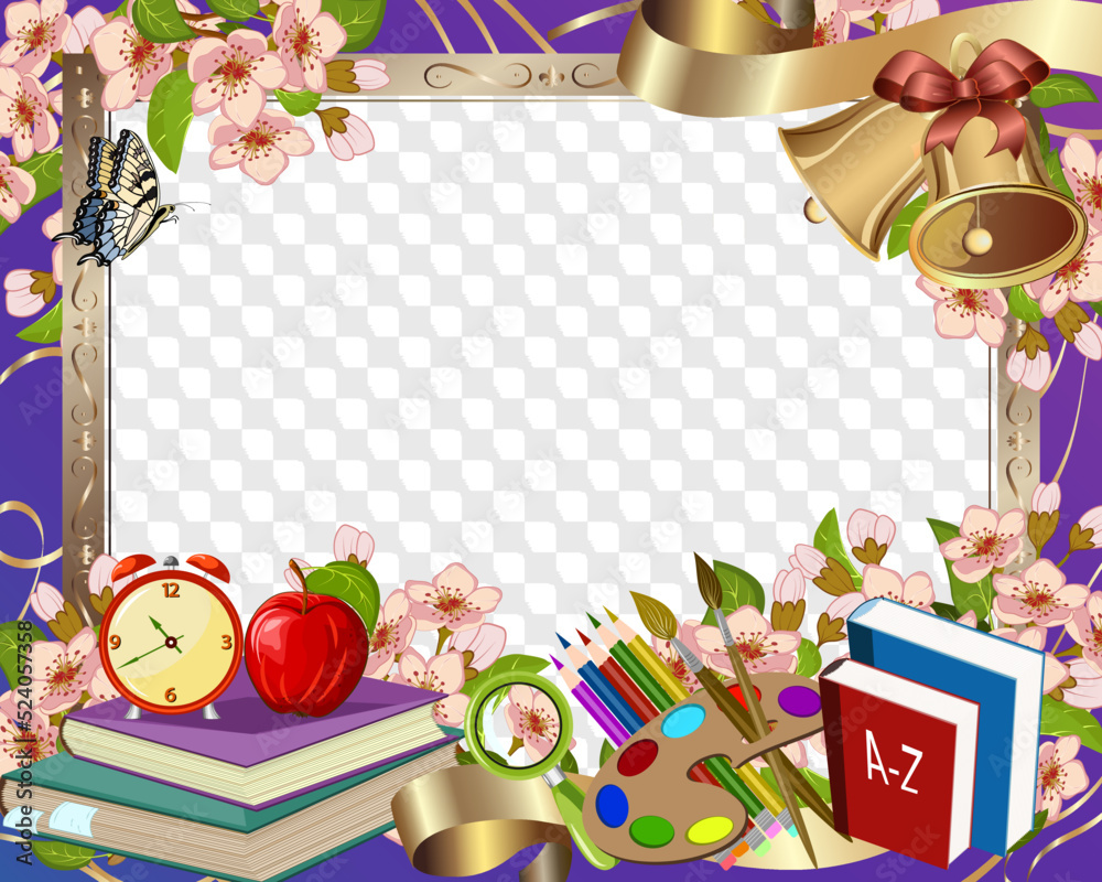 Beautiful frame for a school photo.Colored vector illustration of a ...