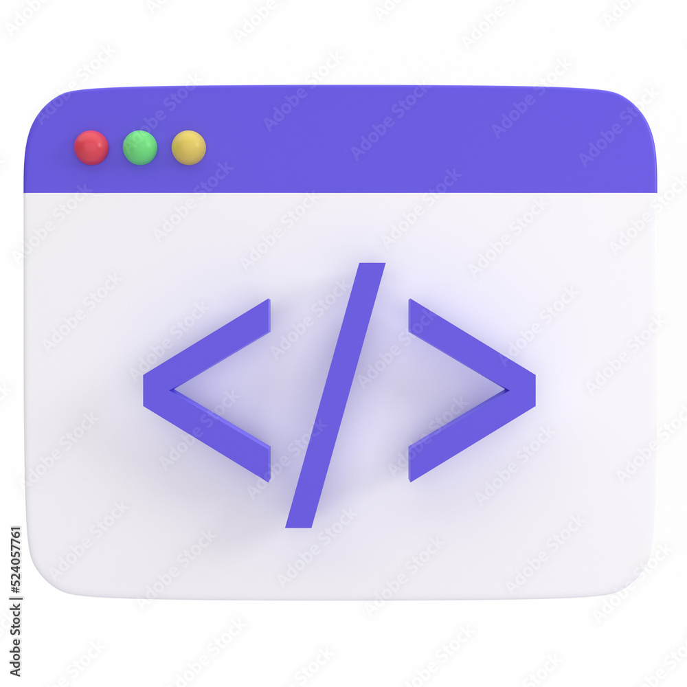 3d coding icon, for UI, poster, banner, social media post. 3D rendering ...