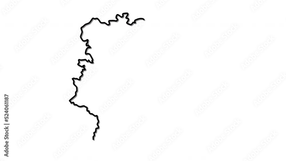 Ivory Coast, Cote d'Ivoire map, country territory outline self drawing ...