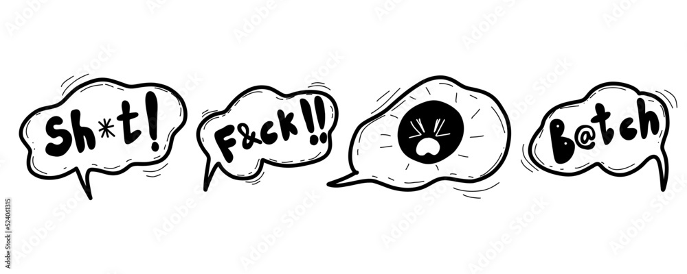 Fototapeta Doodle hand drawn speech bubble with swear words symbols ...