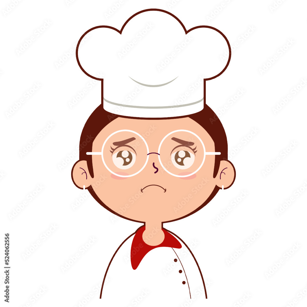chef girl crying face cartoon cute Stock Vector | Adobe Stock