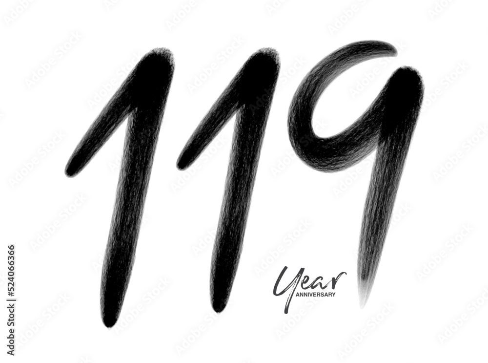 119 Years Anniversary Celebration Vector Template, 119 number logo ...