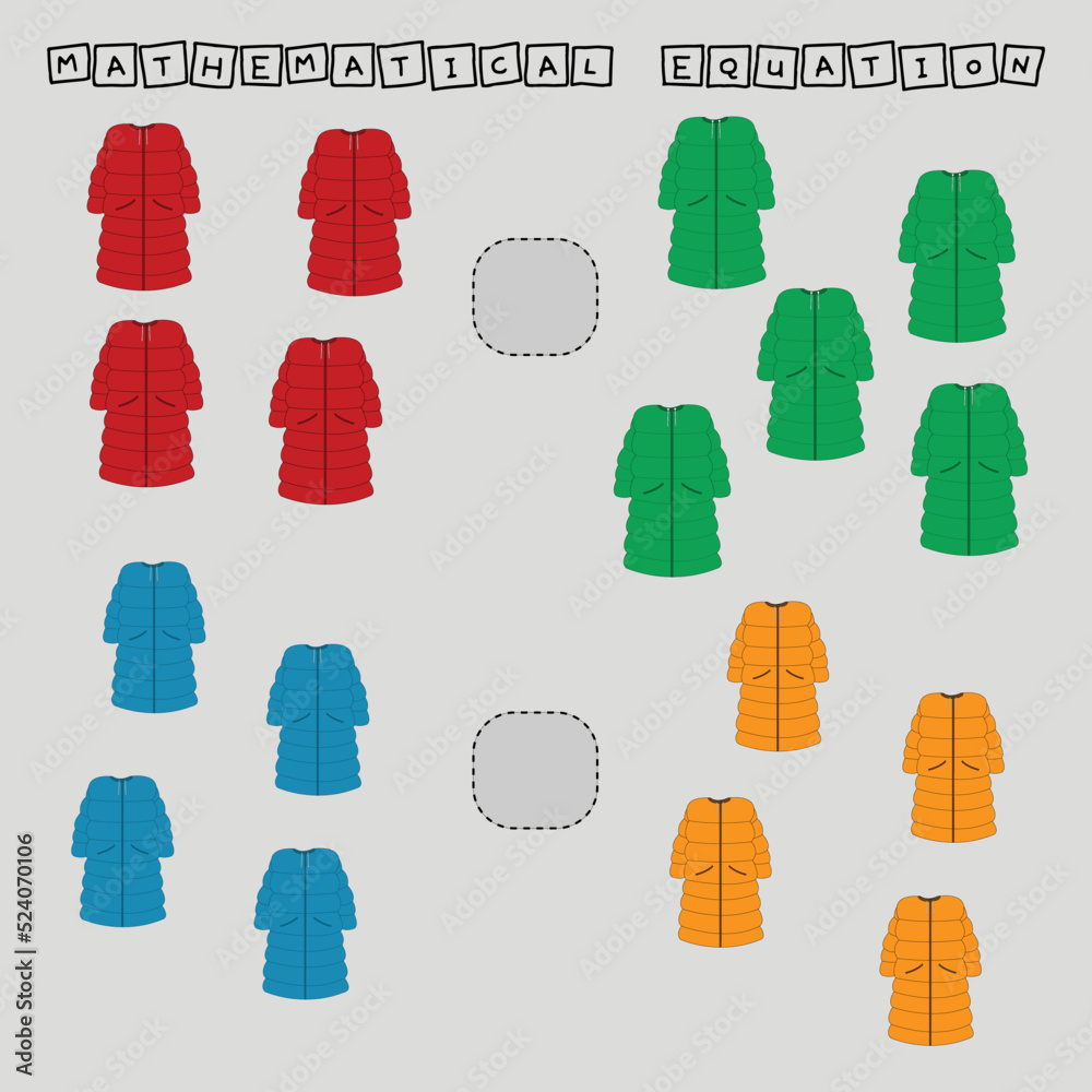 Vetor de Math problem: greater, less, or equal. Count the number of ...