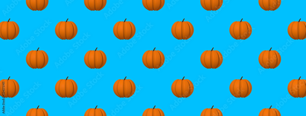 pattern of pumpkin images on a blue background. template for overlaying ...