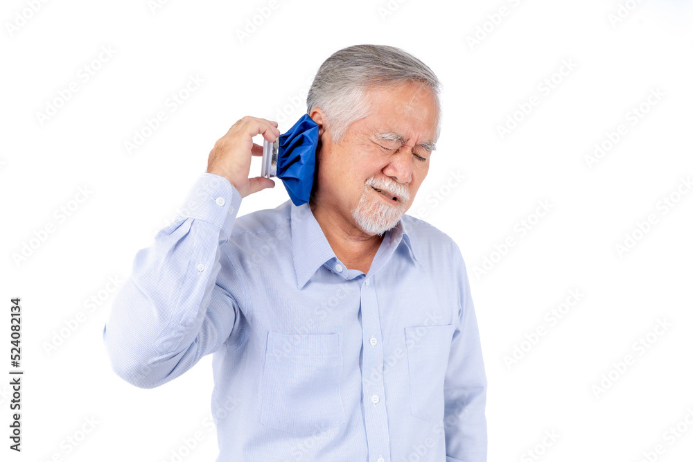 Health problems shoulder Pain, Senior man applying ice pack on shoulder ...