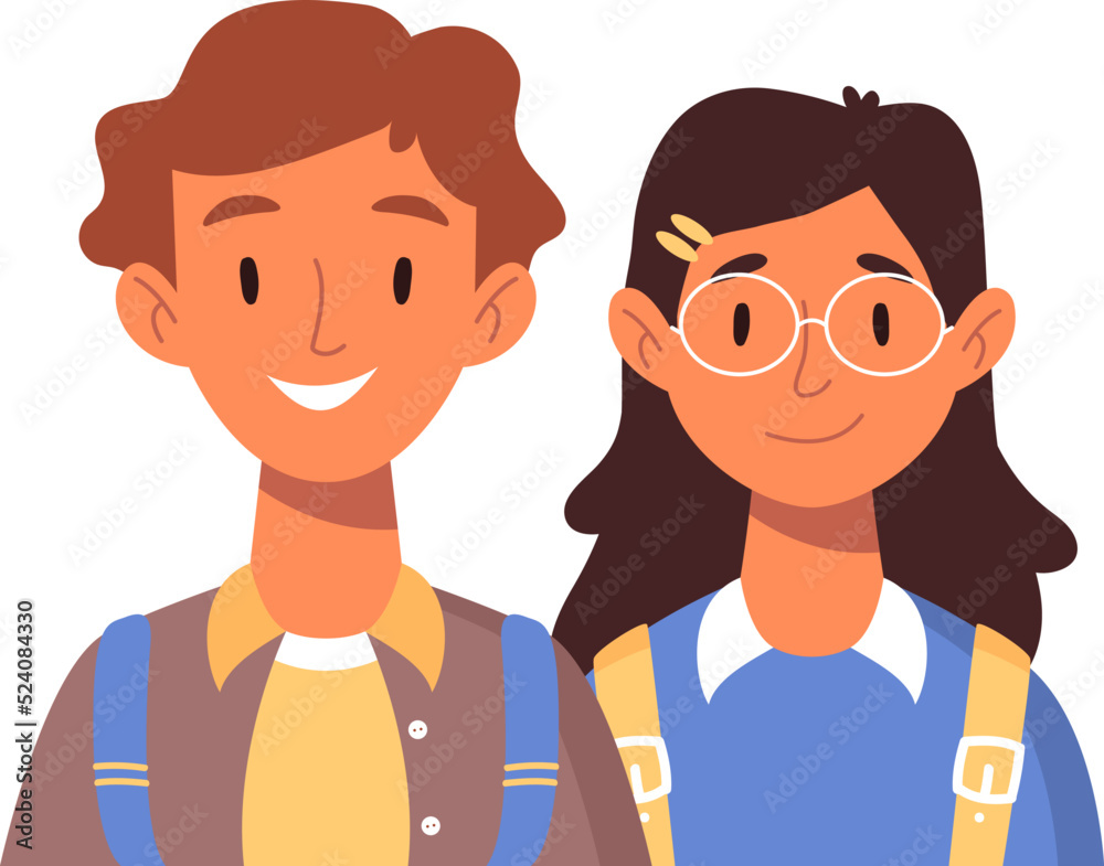 Happy smiling girl and boy classmates. Smiling kids portrait. Children ...