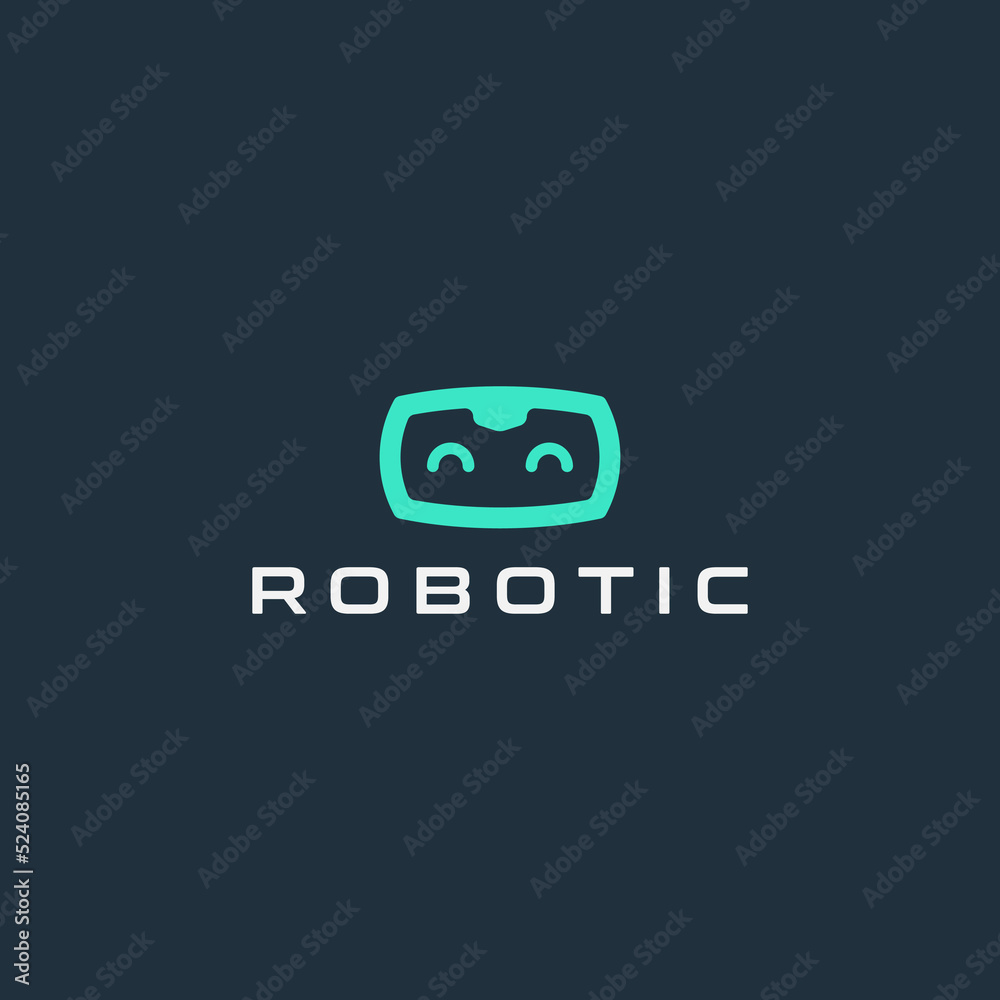 cute robot icon logo business vector design template, simple robotic ...