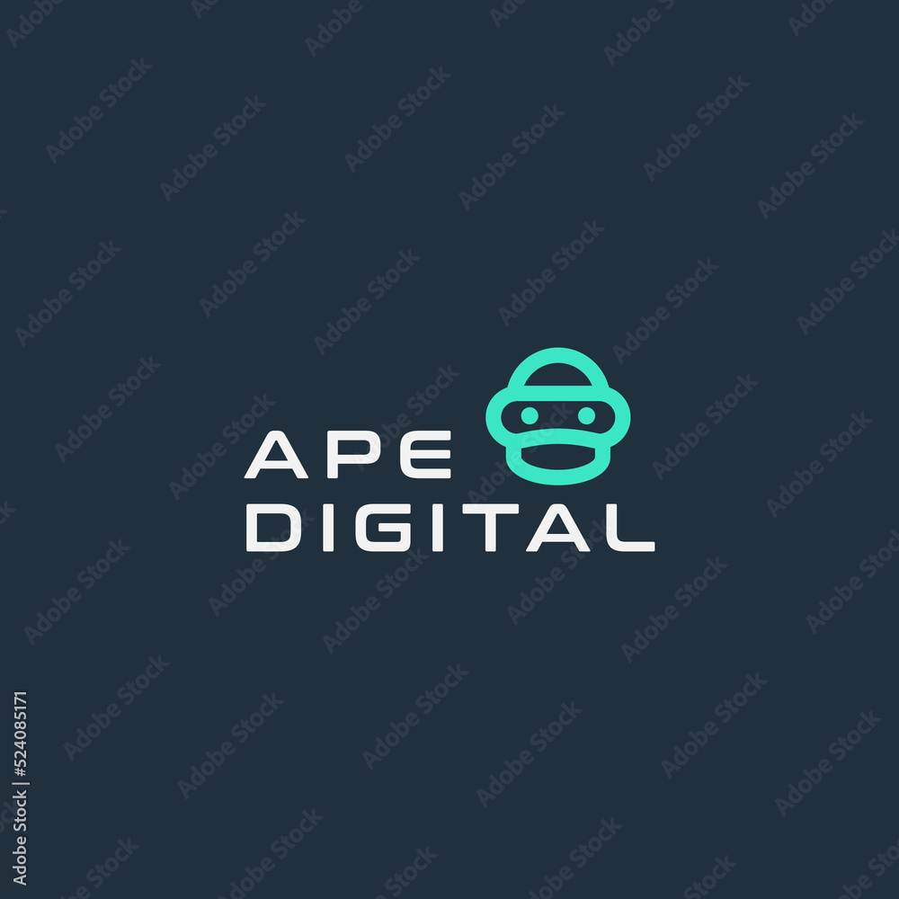 minimalist ape robot icon logo business vector design template, modern ...