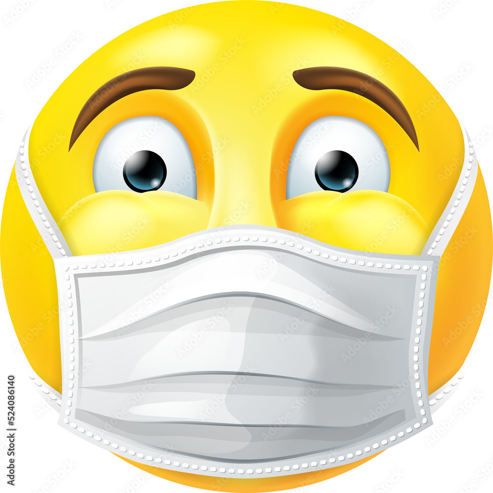 Emoticon Emoji PPE Medical Mask Face Icon Stock Illustration | Adobe Stock