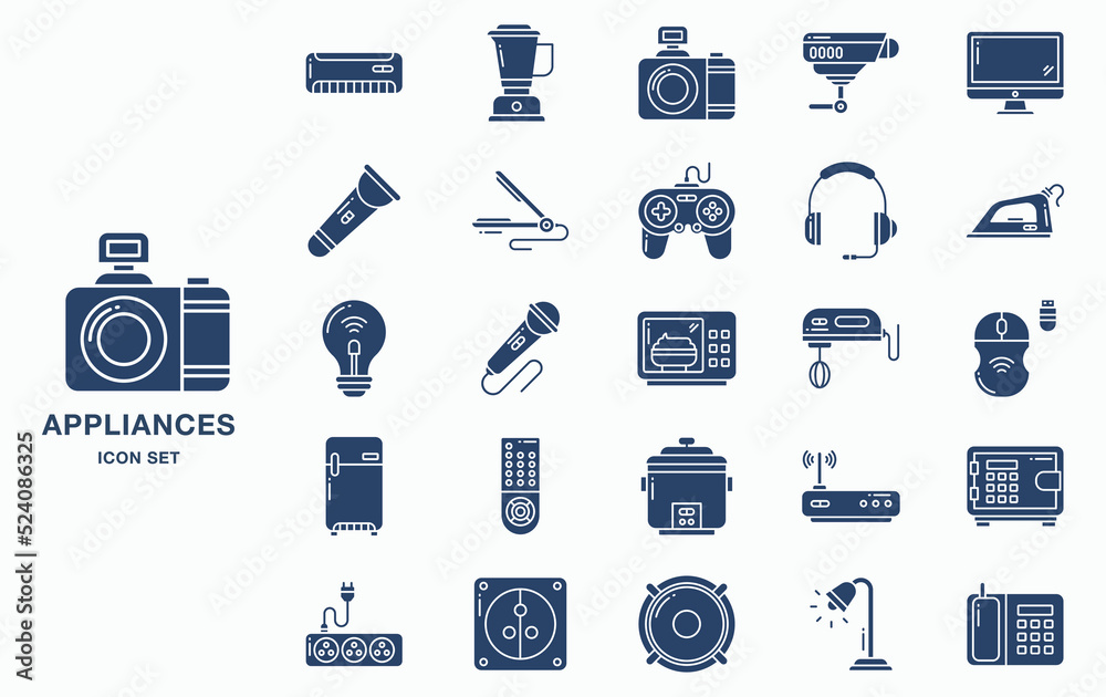 Electrical Devices and Home appliances icon set Stock Vector | Adobe Stock