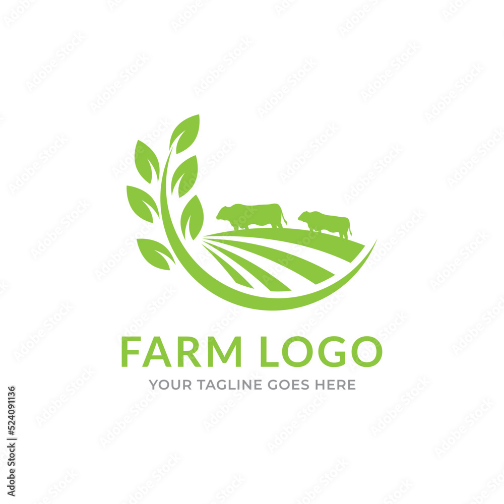 Simple farm logo. Farm animal sign. Green logotype for farm. Symbol for ...