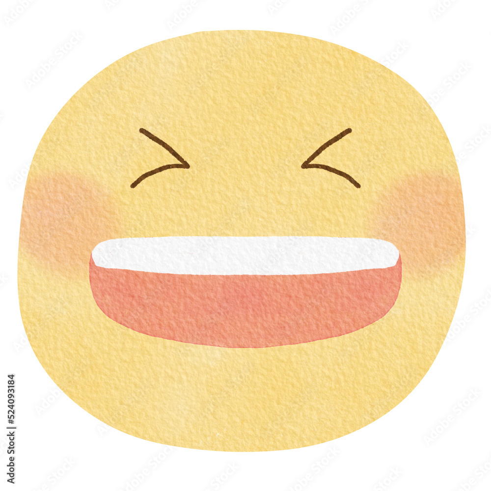 Grinning face with tightly closed eyes pencil color illustration Stock ...