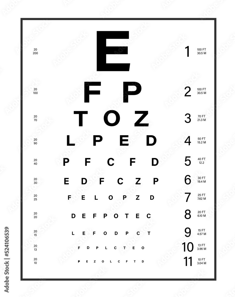 Vision test chart board symbol illustration vector Stock Vector | Adobe ...