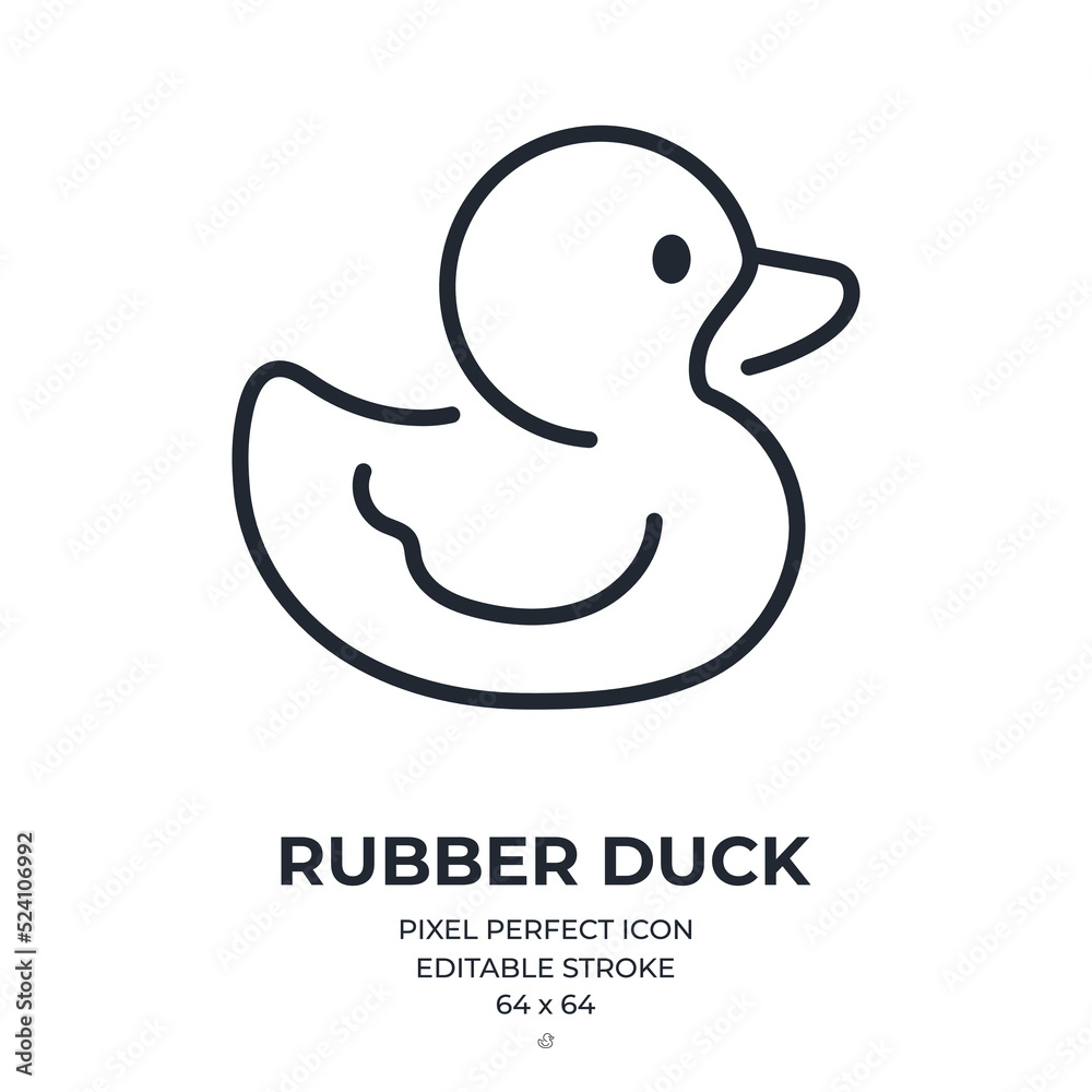 Rubber duck editable stroke outline icon isolated on white background ...