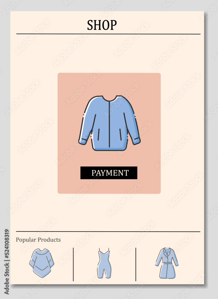 Fashion clothes brochure. Bomber jacket shopping. Web store template ...