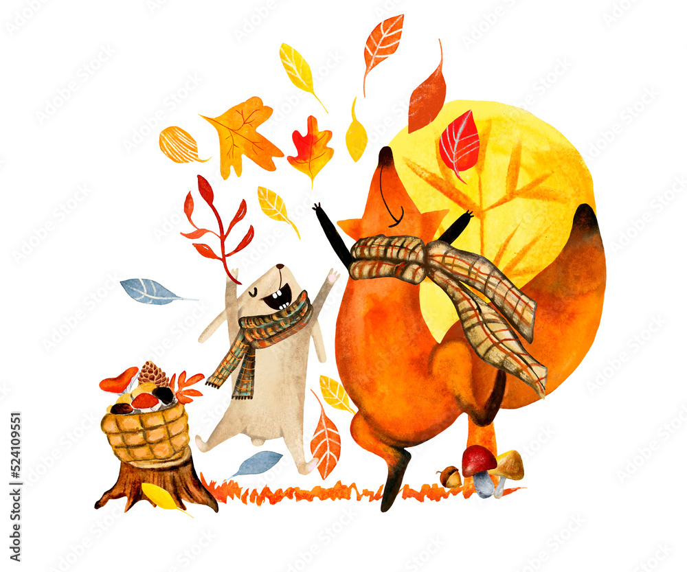 Bunny With Wildlife In Fall