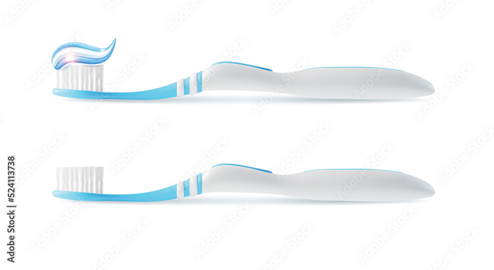 Realistic Detailed 3d Toothbrush Set Isolated on a White Background ...