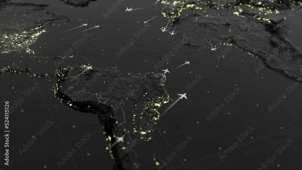 Map of International Air Travel between continents and countries. Map ...