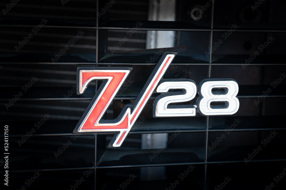 Front grille emblem of a Chevrolet Z/28 Camaro Stock Photo | Adobe Stock