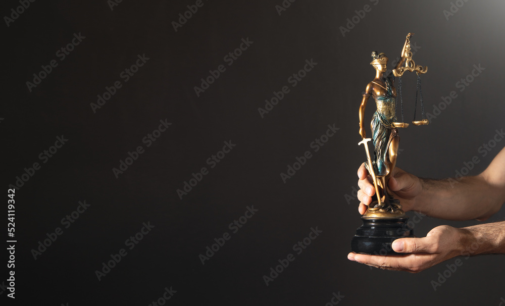 Man holding Statue of lady Justice. Law Stock Photo | Adobe Stock