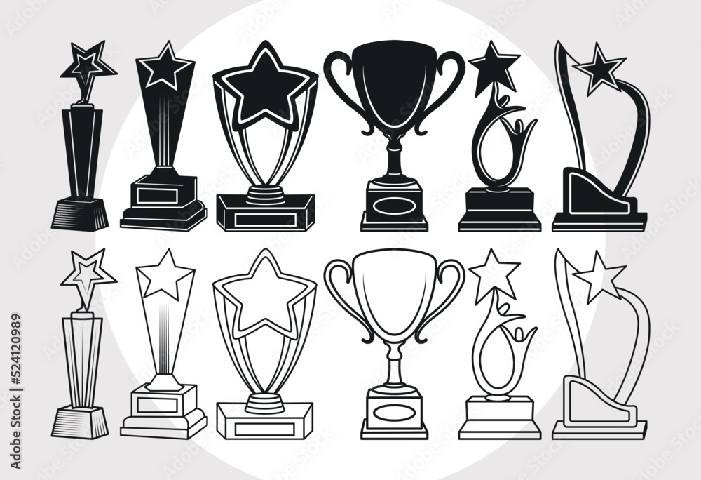 Award Trophy SVG Bundle, Trophy Cup Svg, Trophies Star Svg, Award Svg ...
