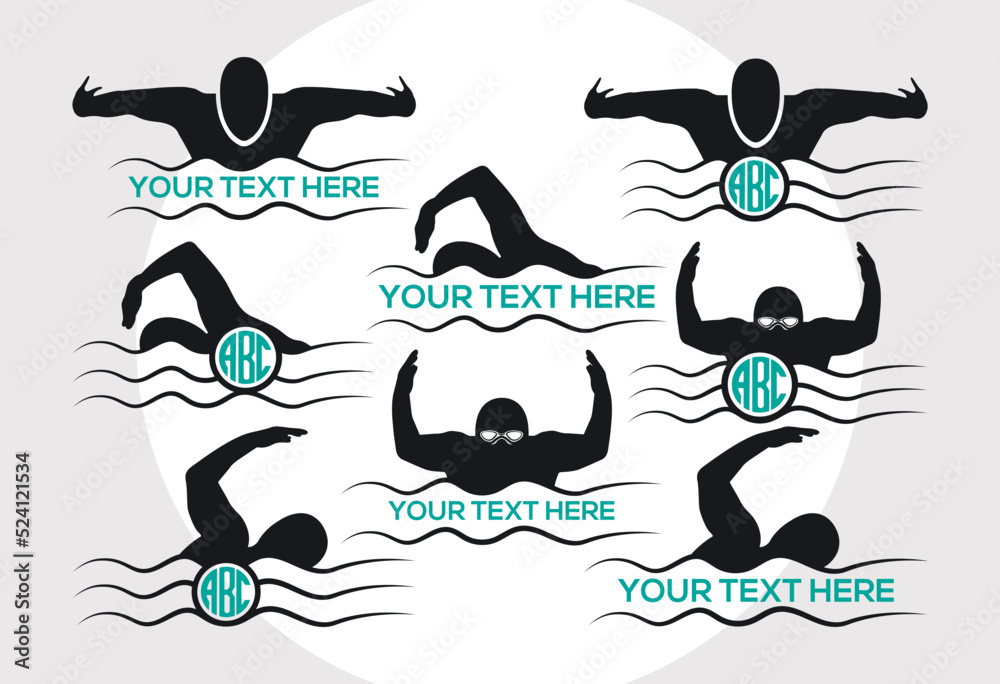 Swimmer Monogram Svg | Swimming Svg | Swimmer Goggles Svg | Sports Svg ...