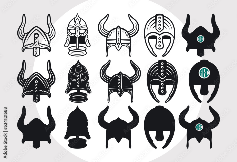 Obraz w ramie Viking Helmet Svg Cut File, Helmet Svg, Helmet With Horns ...