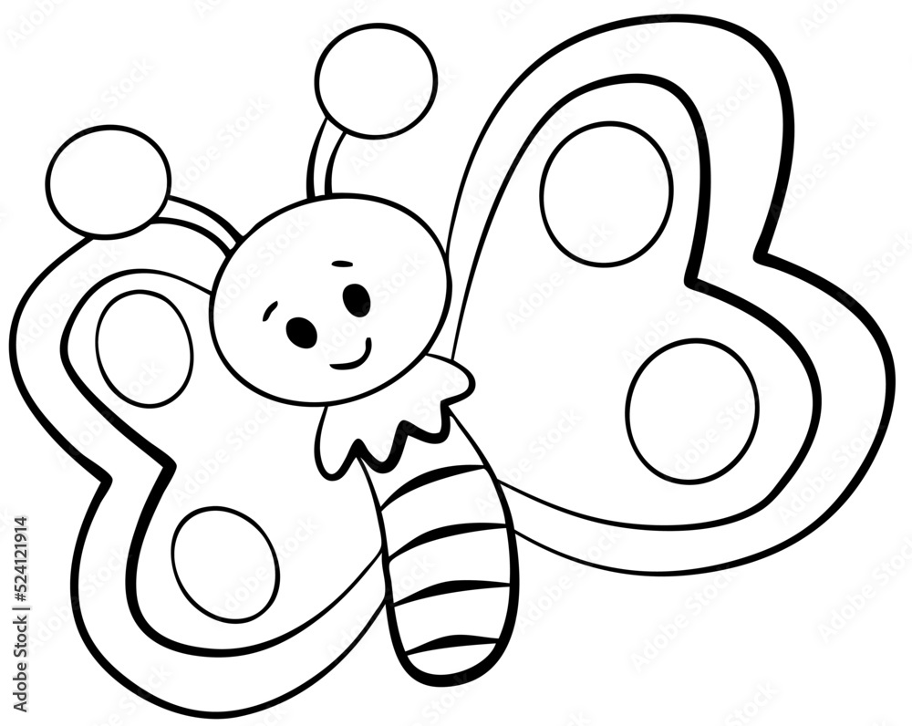 Butterfly. Element for coloring page. Cartoon style. Stock Vector ...
