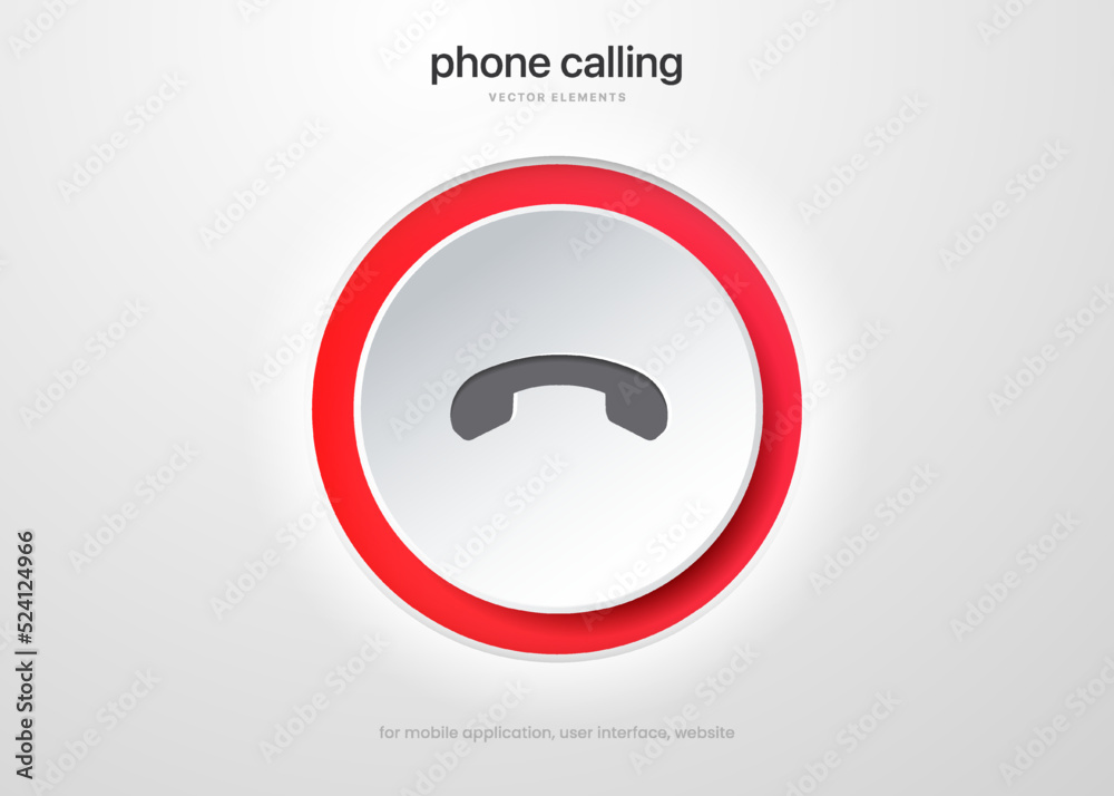 3D push phone button icon, incoming call, calling, mobile, voice talk ...