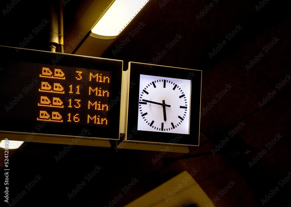 clock and plan display of trains in the subway Stock Photo | Adobe Stock