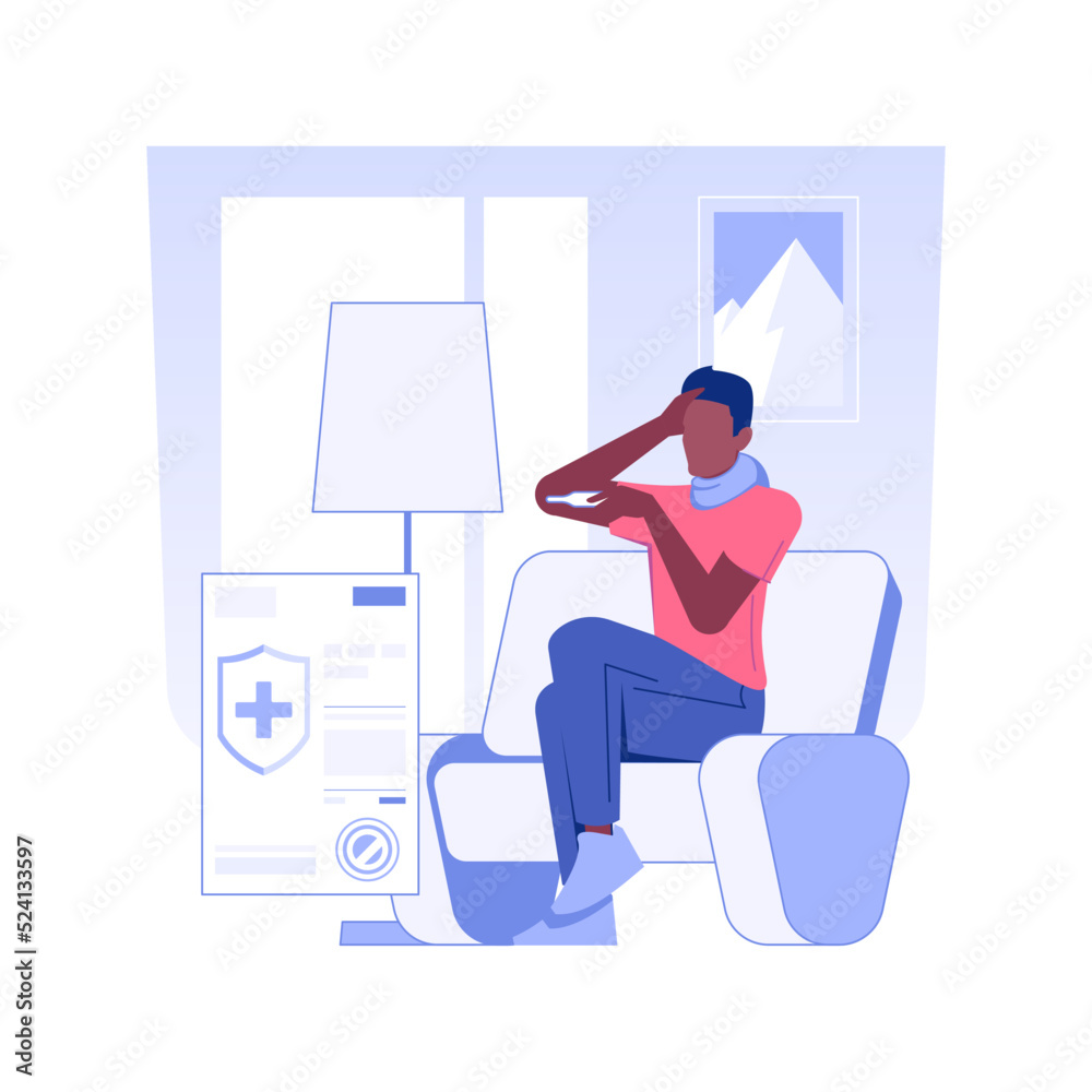 Paid sick leave isolated concept vector illustration. Man with a cold ...