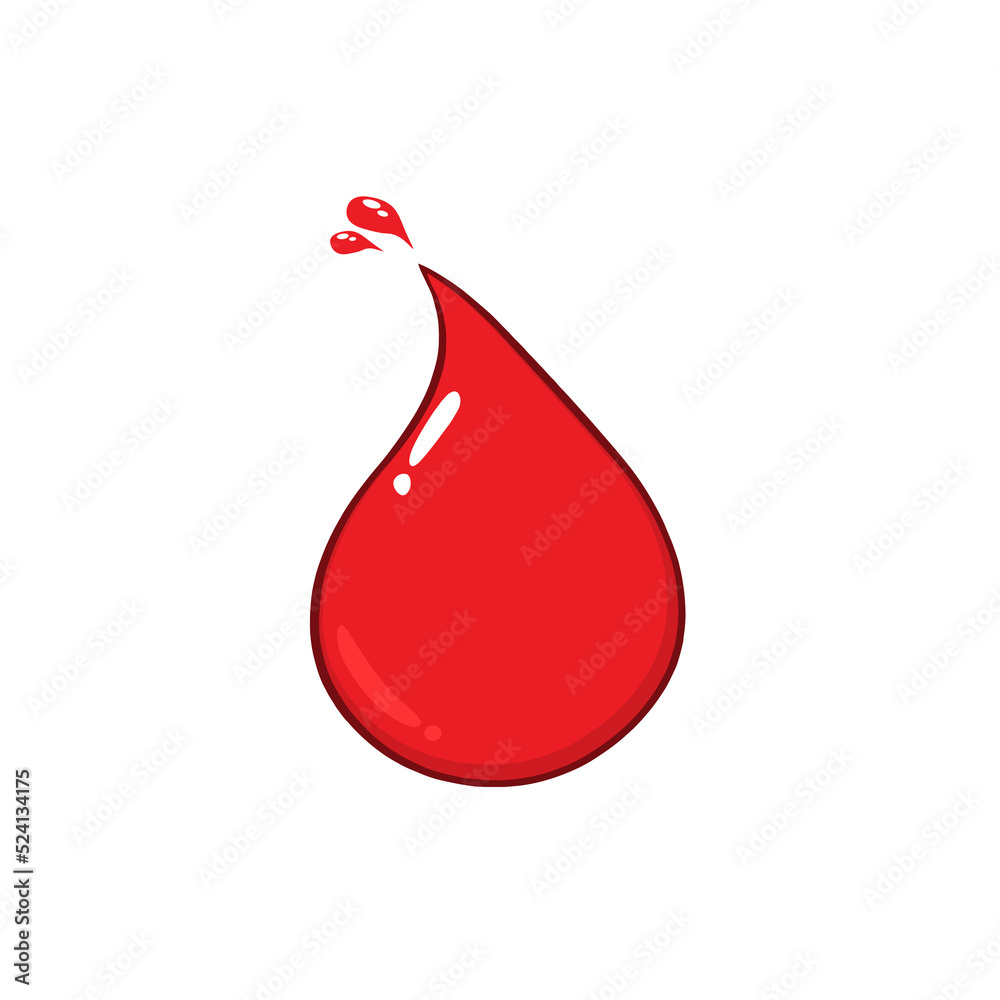 Red Blood Drop Line Cartoon Drawing. Hand Drawn Illustration Isolated ...