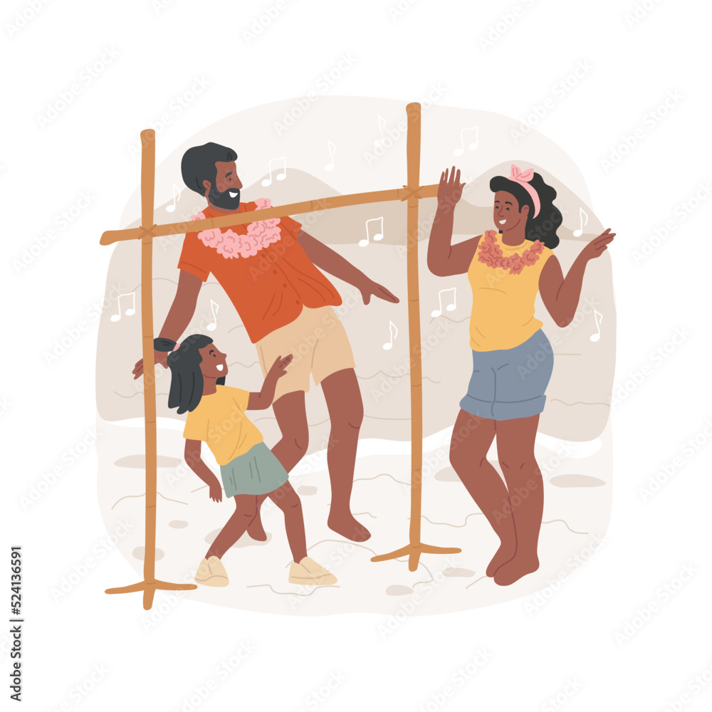 Fototapeta Limbo beach dance isolated cartoon vector illustration. Kids ...