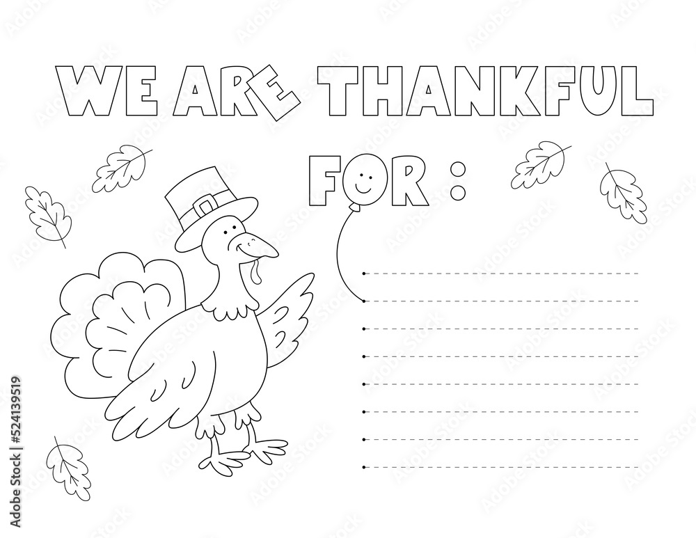 we are thankful for, thanksgiving gratitude coloring page for family ...
